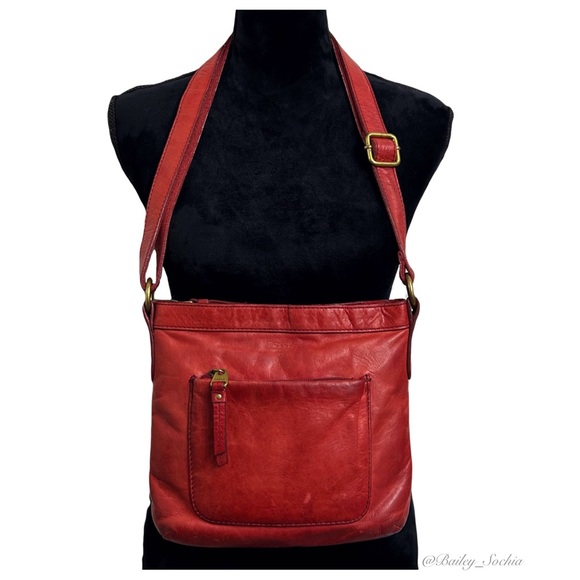 Fossil | Bags | Fossil Distressed Red Leather Crossbody | Poshmark